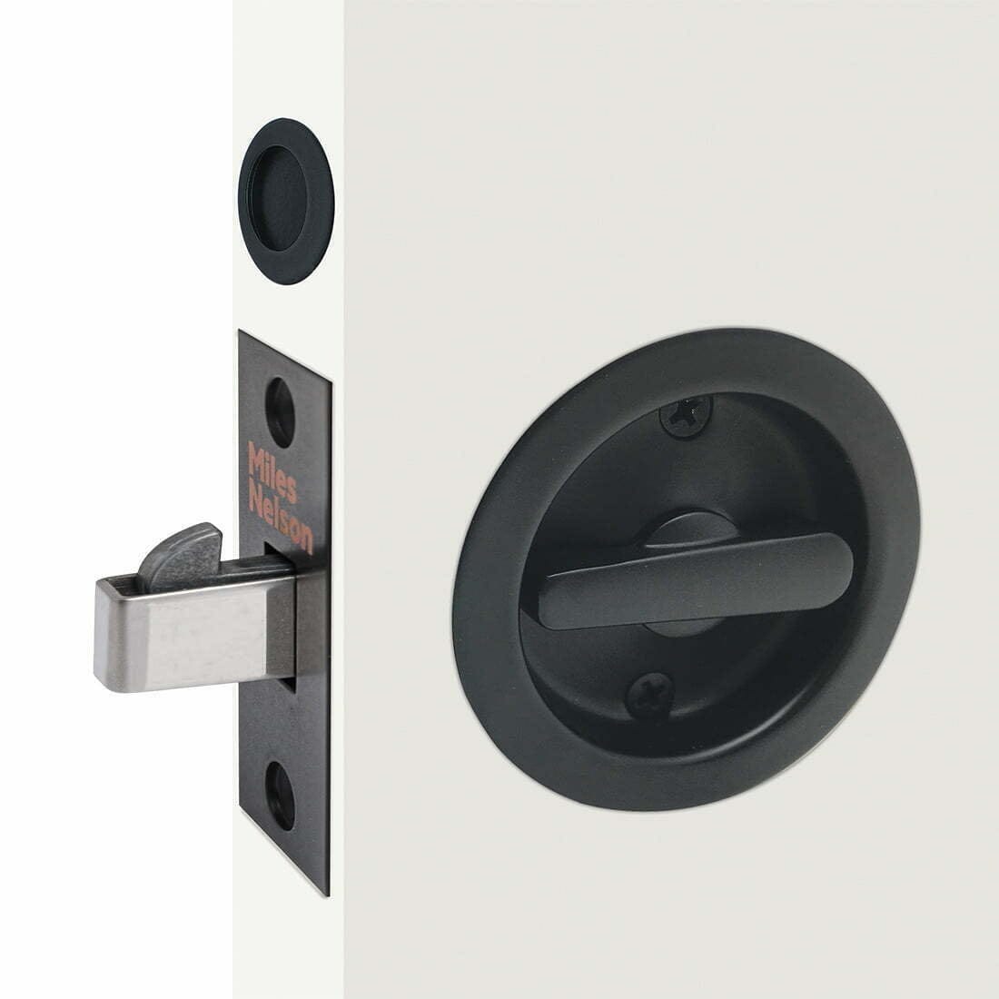 Round Cavity Slider Privacy Set Matt Black – Miles Nelson