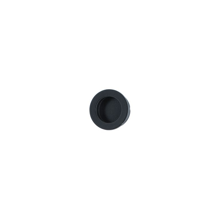 Round Flush Finger Pull 30mm Matt Black | Miles Nelson