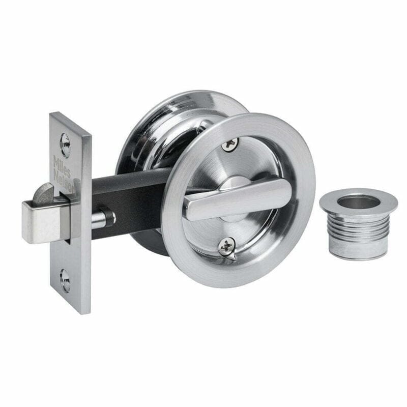 Round Cavity Slider Privacy Set Satin Chrome | Miles Nelson