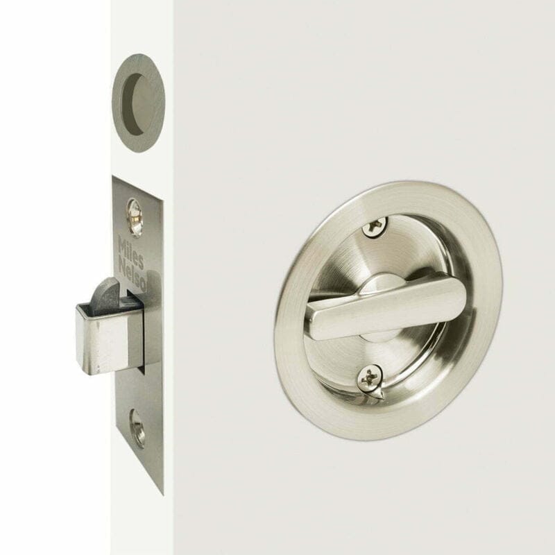 Round Cavity Slider Privacy Set Satin Nickel | Miles Nelson