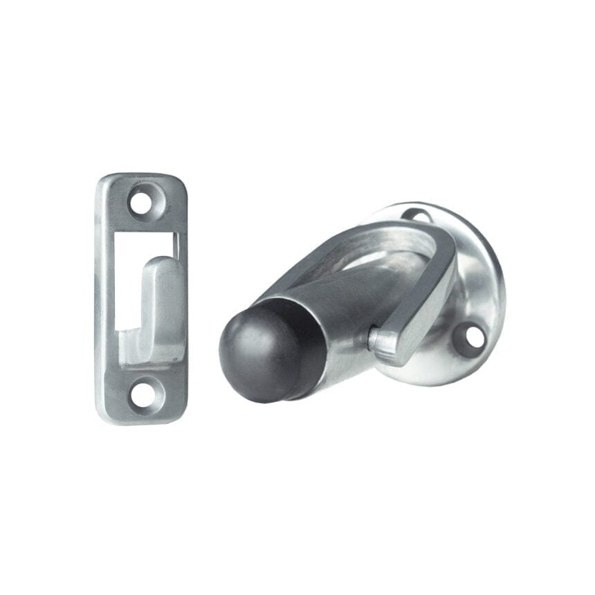 600 Latching Door Stop Wall Mount Uncoated | Miles Nelson