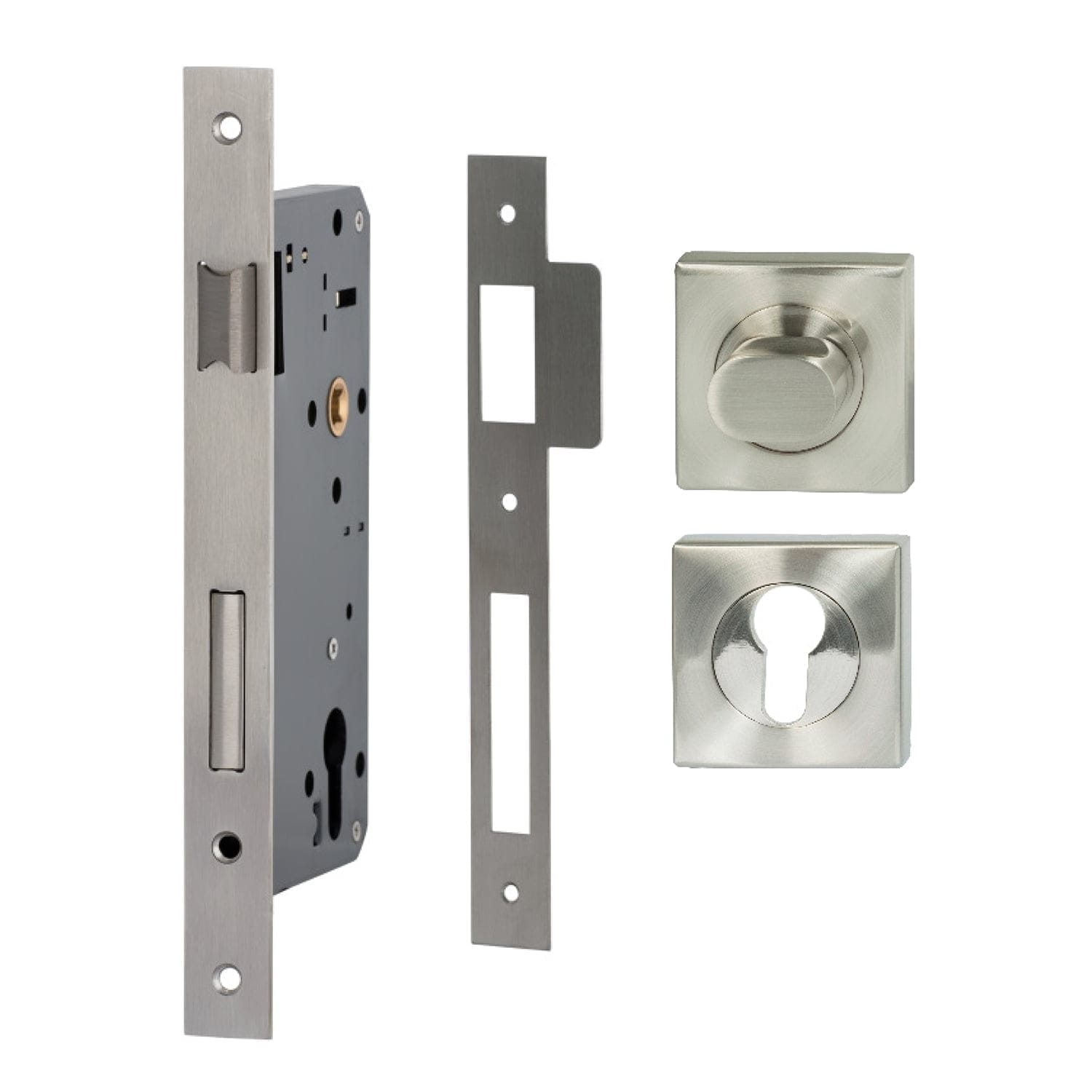 Square Pull Handle Lock Kit Satin Nickel | Miles Nelson
