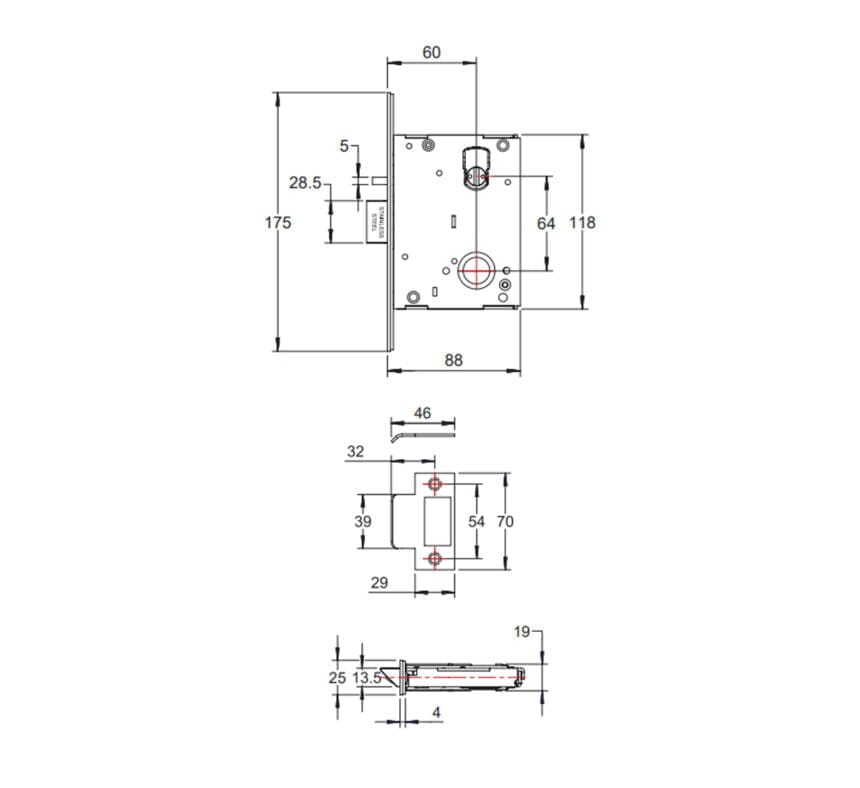 Open Hub Fire Rated Mortice Lock | Miles Nelson