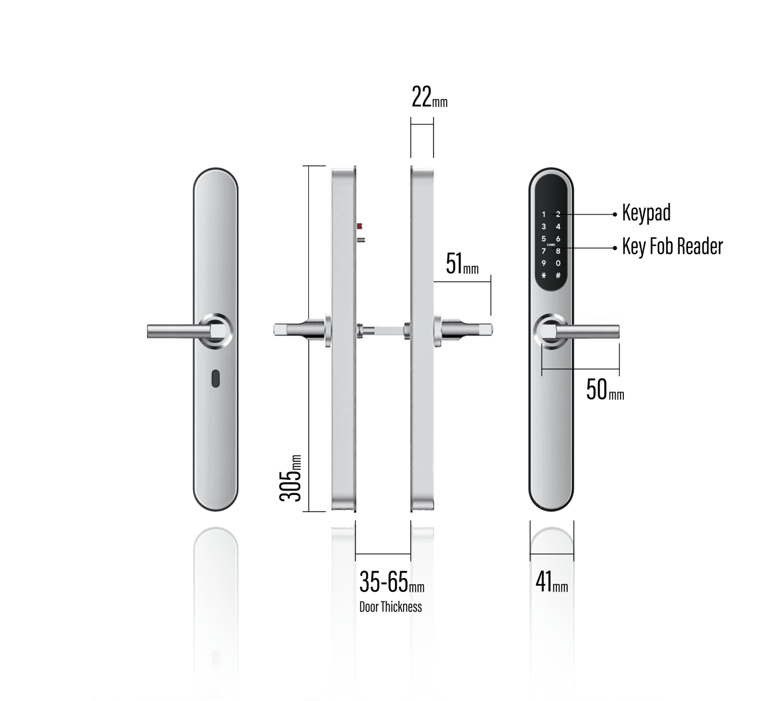 D-lock Digital Lock Short Lever Stainless Steel 45mm Backset