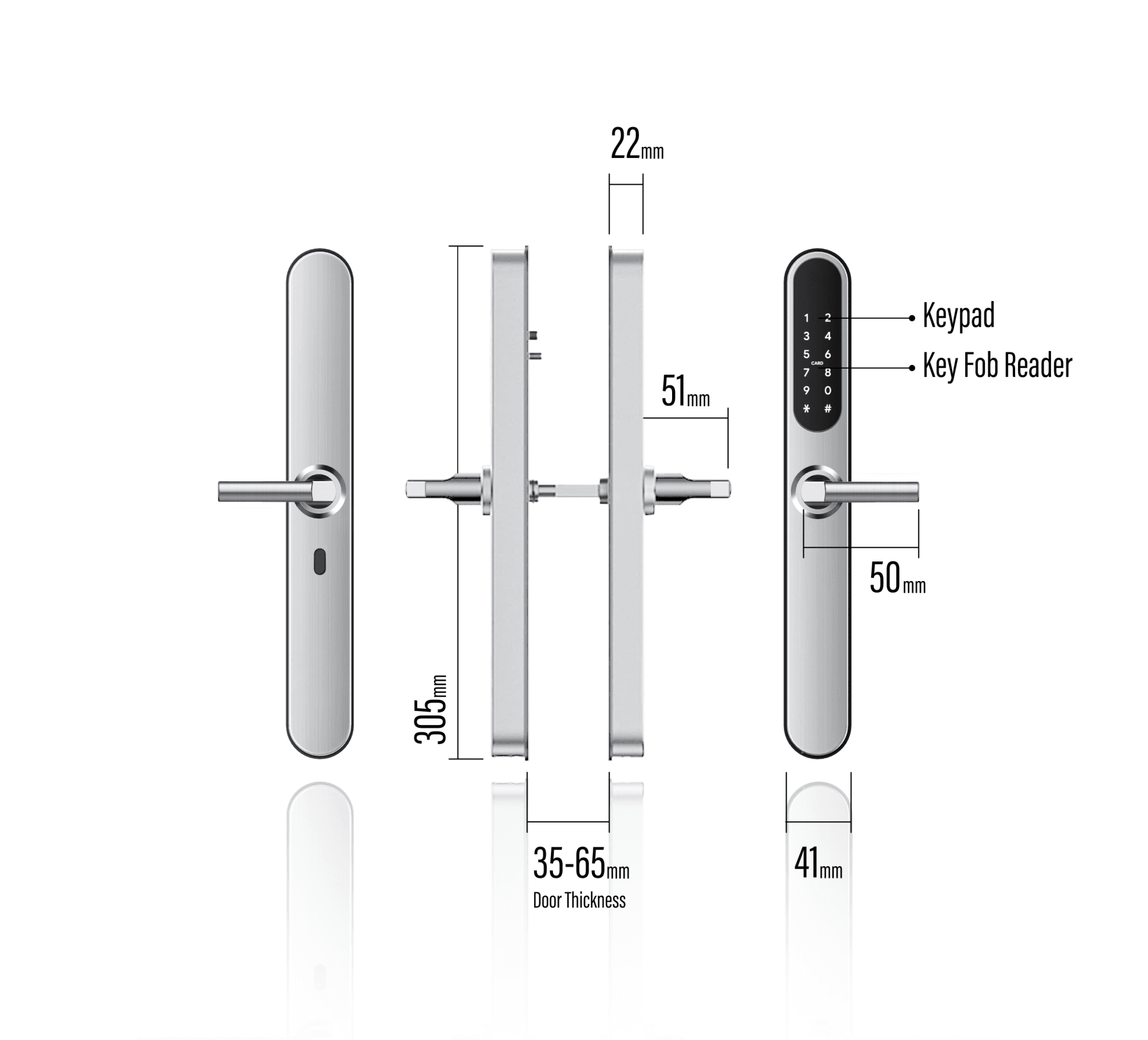 D-lock Digital Lock Short Lever Stainless Steel